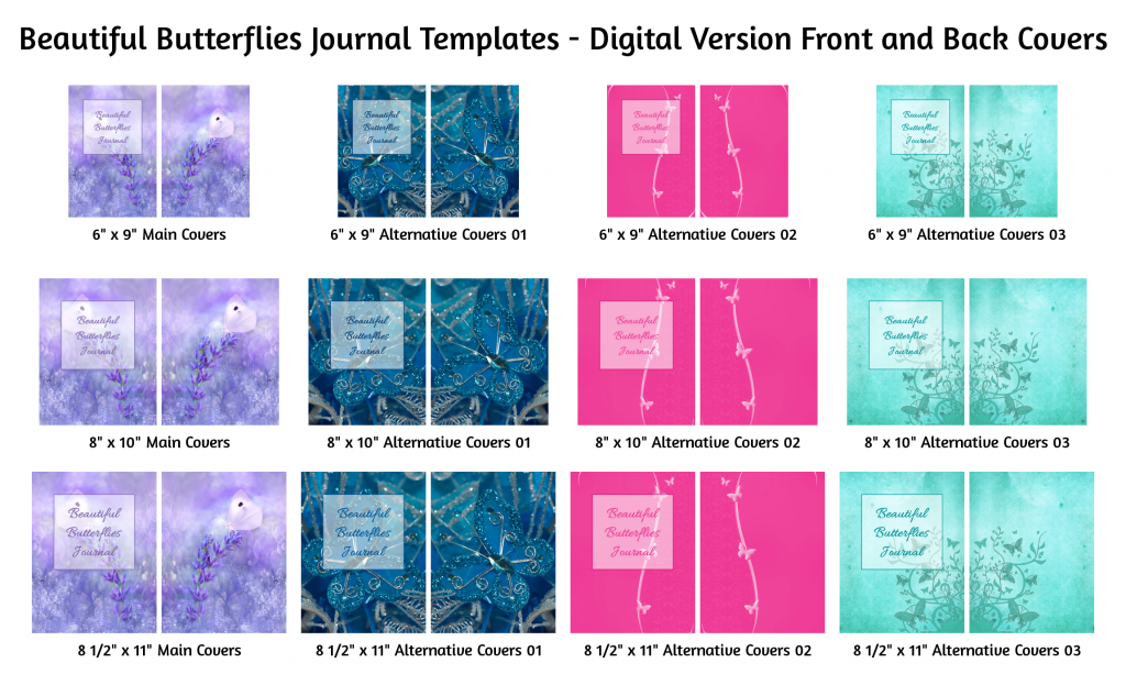 Beautiful Butterflies Journal Templates Digital Version Covers – Zen PLR