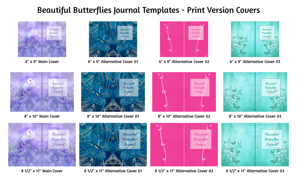 Beautiful Butterflies Journal Templates Print Version Covers – Zen PLR