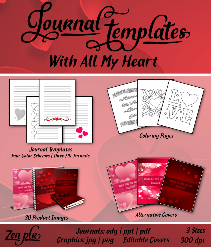 With All My Heart Journal Templates PLR Pack – Zen PLR
