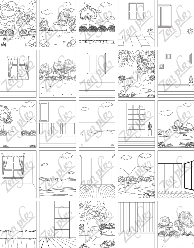 Yoga Elephants Lineart Backgrounds – Zen PLR