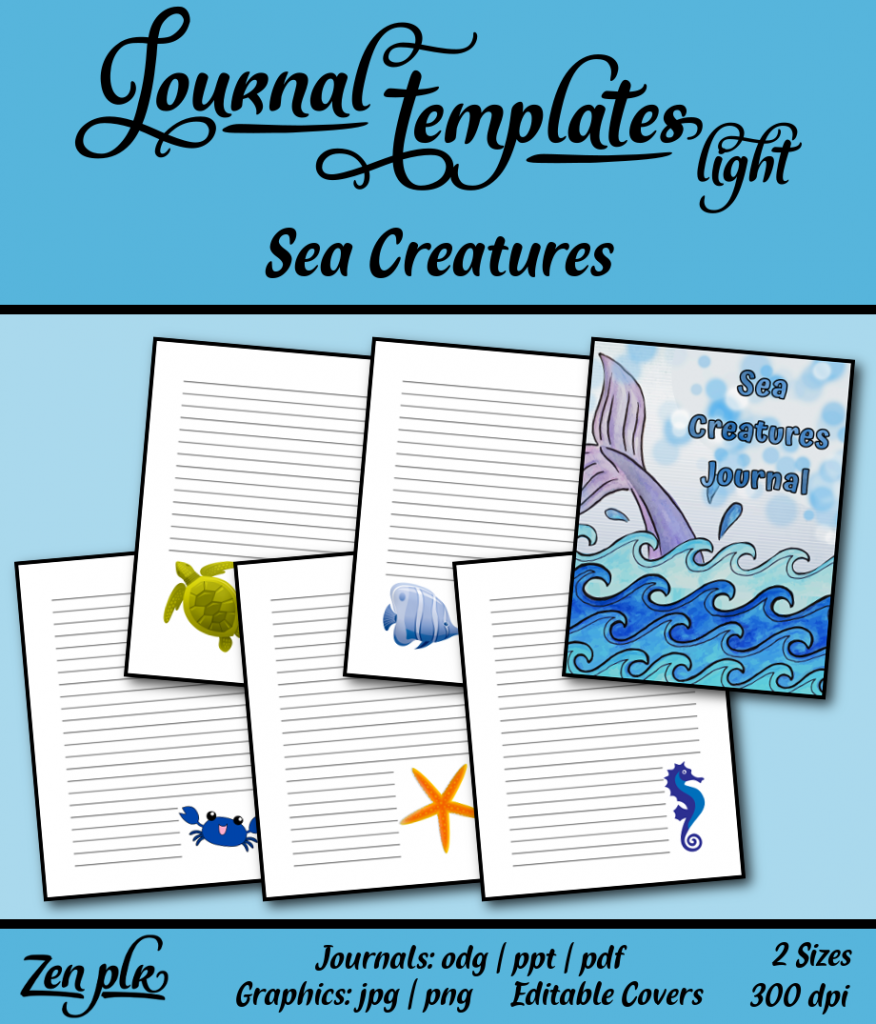 Sea Creatures Journal Templates Light PLR Pack – Zen PLR