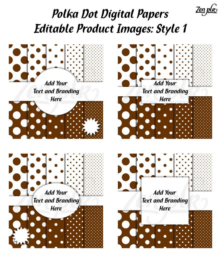 Brown Polka Dots Digital Papers – Zen PLR