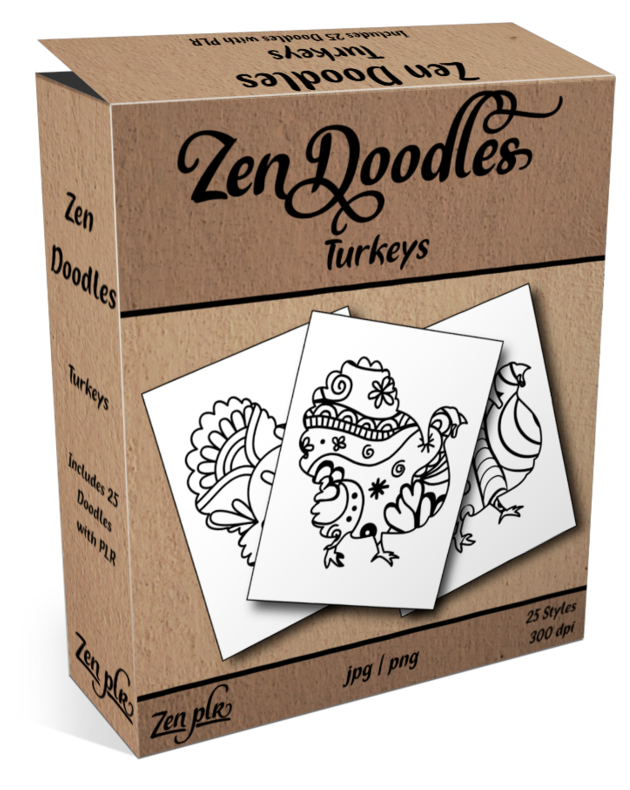 Zen PLR Zen Doodles Turkeys Product Cover – Zen PLR